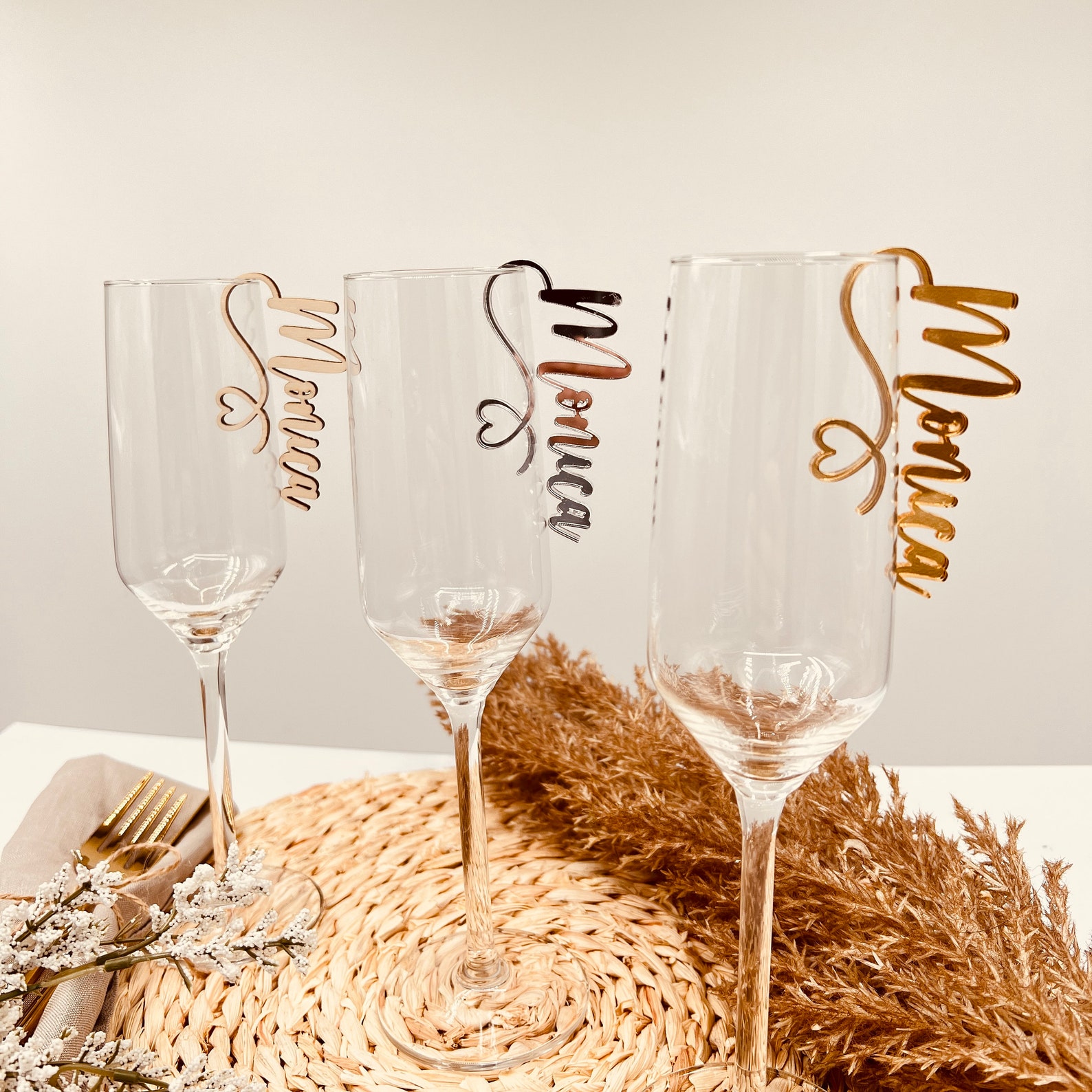 Name Drinking Tags Made of Acrylic, Customized With a Heart Shape ...
