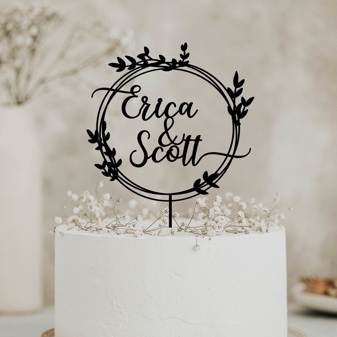 Gold Cake Topper With Names, Personalized Cake Topper, Custom Names ...