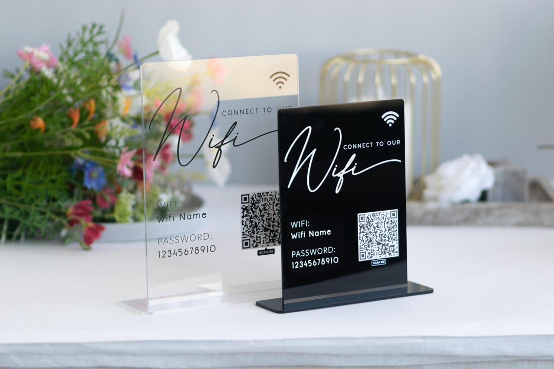 Wifi Sign, Wifi Acrylic Sign, Wifi Password Sign, Personalized Business ...