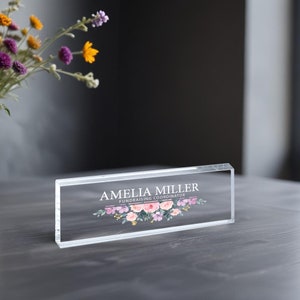 Desk Name Plate, Custom Name Plate for Desk, Acrylic Name Desk Plate ...