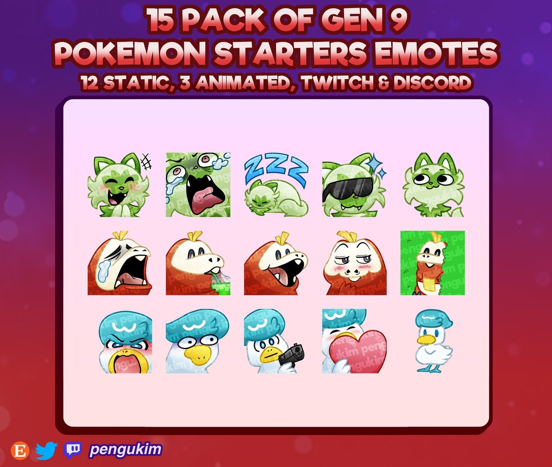 15+ Gen 9 Starter Pokemon STATIC + ANIMATED Emotes for Twitch, Youtube ...