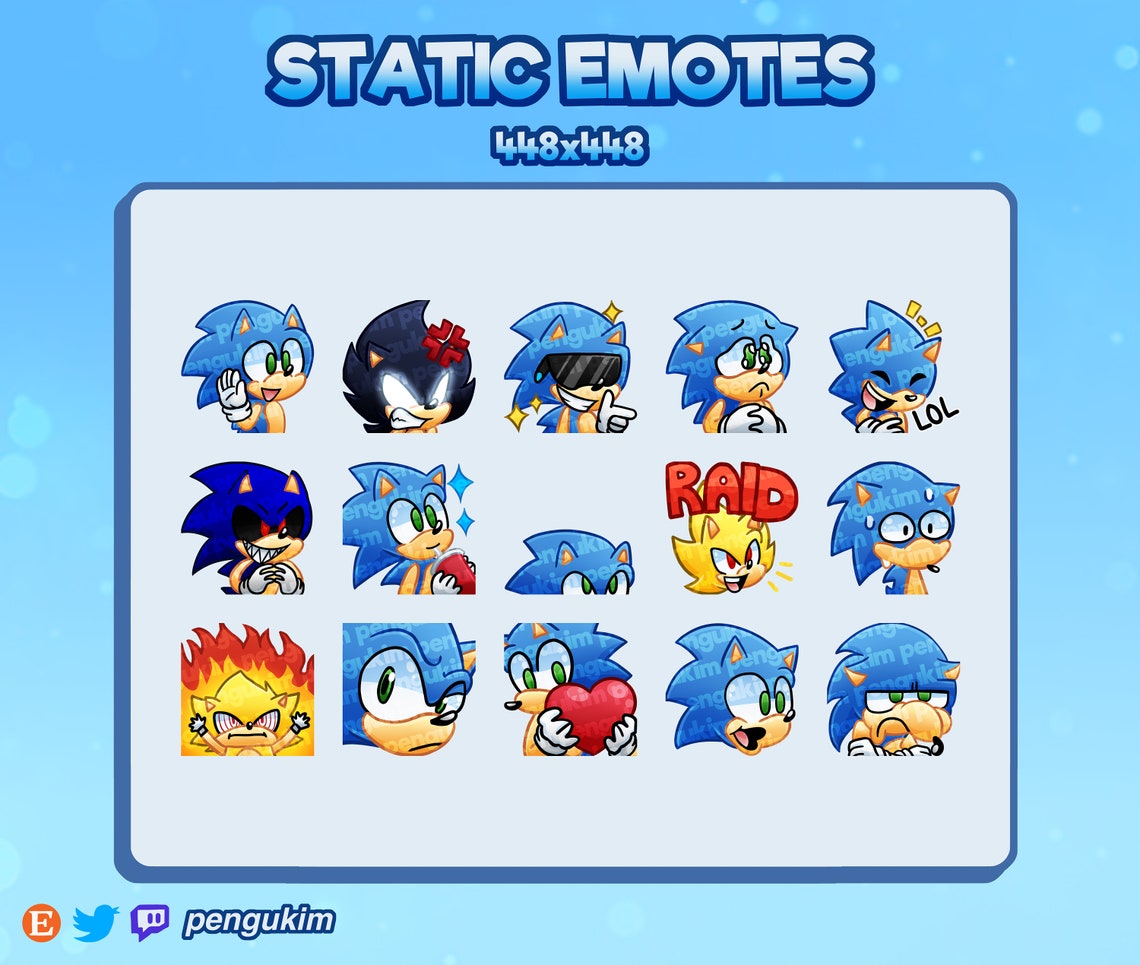 20 Sonic the Hedgehog STATIC ANIMATED Emotes for Twitch - Etsy UK