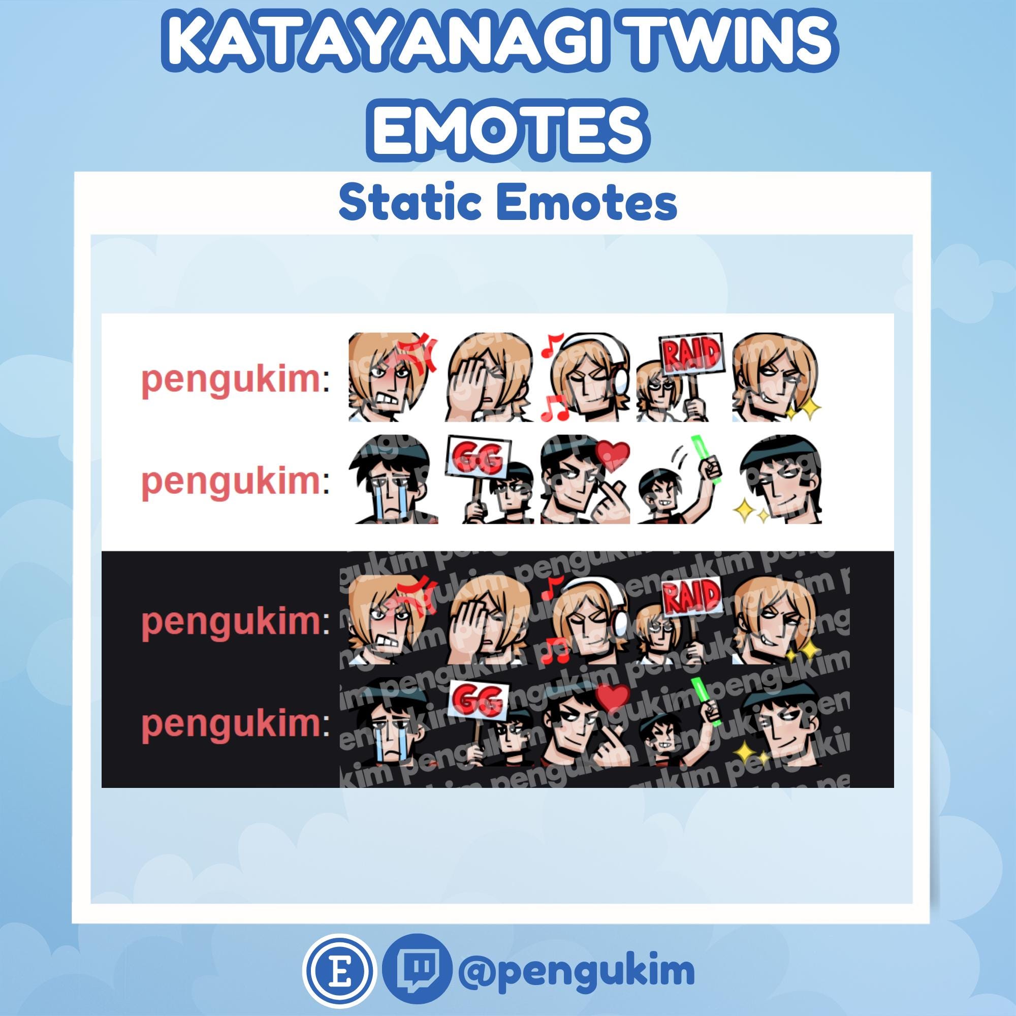 10 Katayanagi Twins Emote Pack for Twitch Youtube Discord Facebook Kick ...