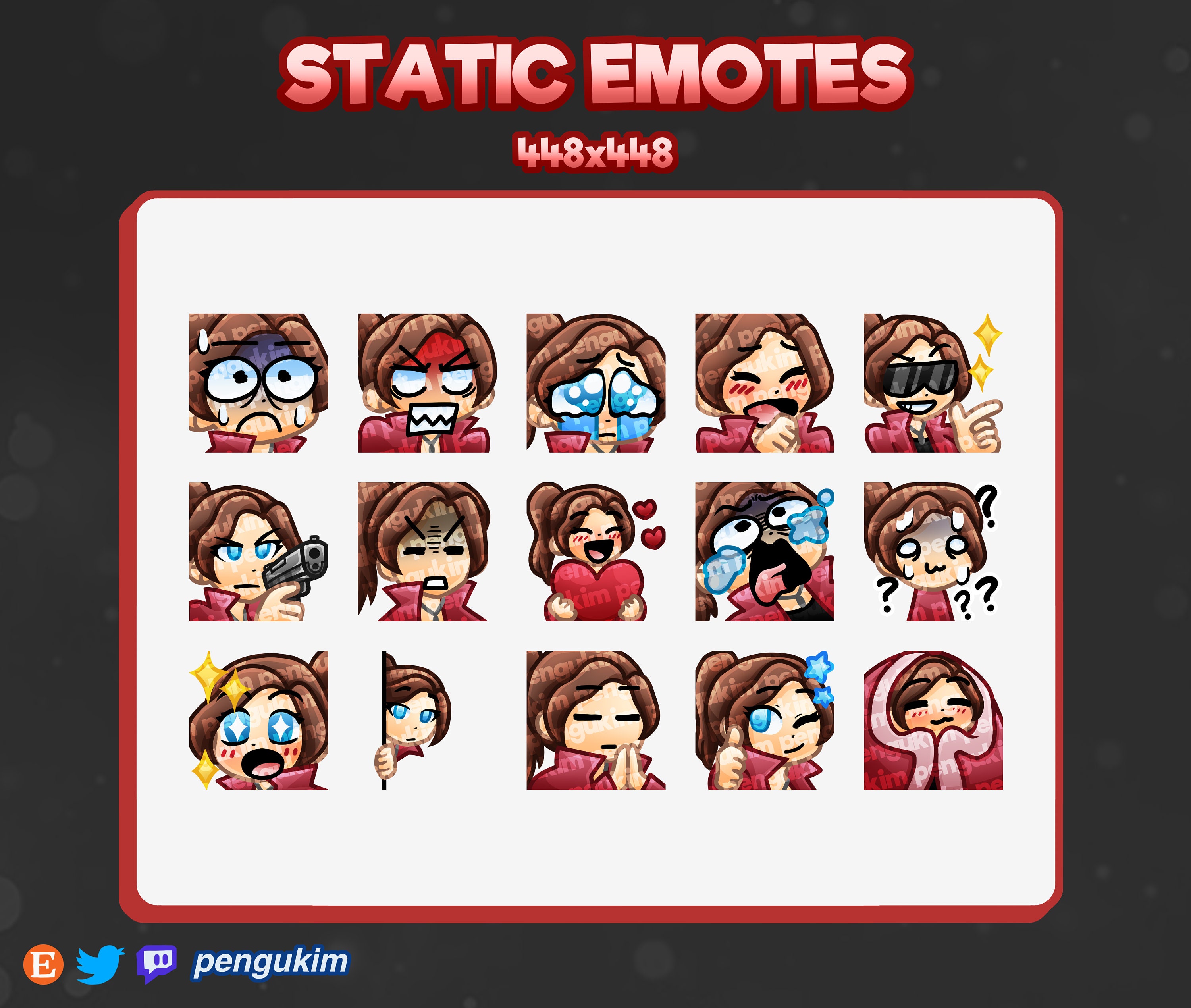 20 Claire Redfield STATIC ANIMATED Emotes / Resident Evil / - Etsy