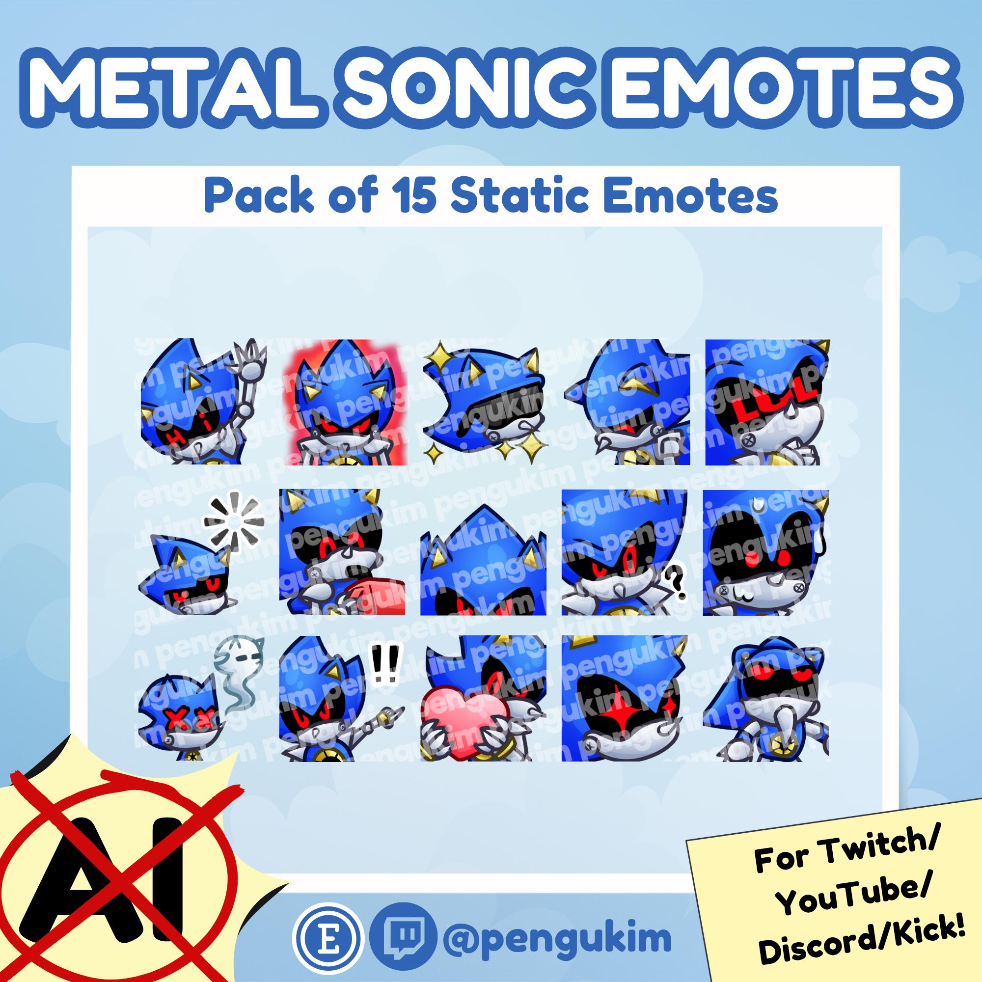 15 Metal Sonic Static Emotes for Twitch Youtube Discord Facebook Kick ...