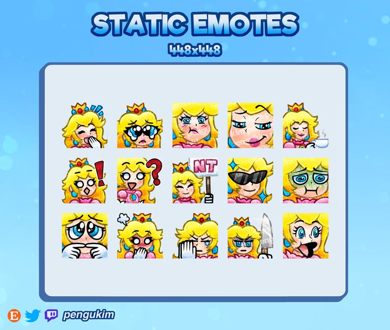 20+ Princess Peach Emotes Animated & Static for Twitch / Youtube ...