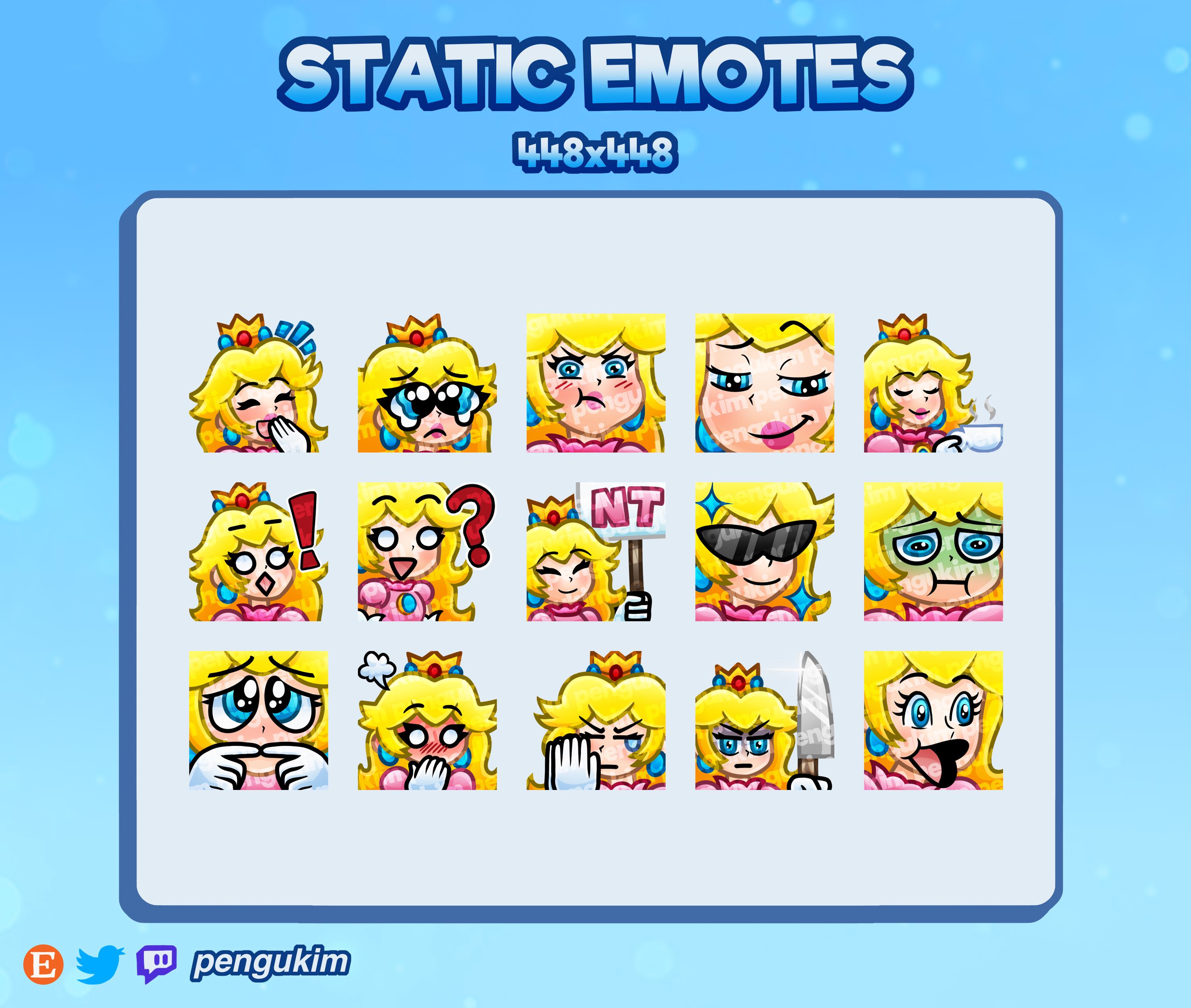 20+ Princess Peach Emotes Animated & Static for Twitch / Youtube ...