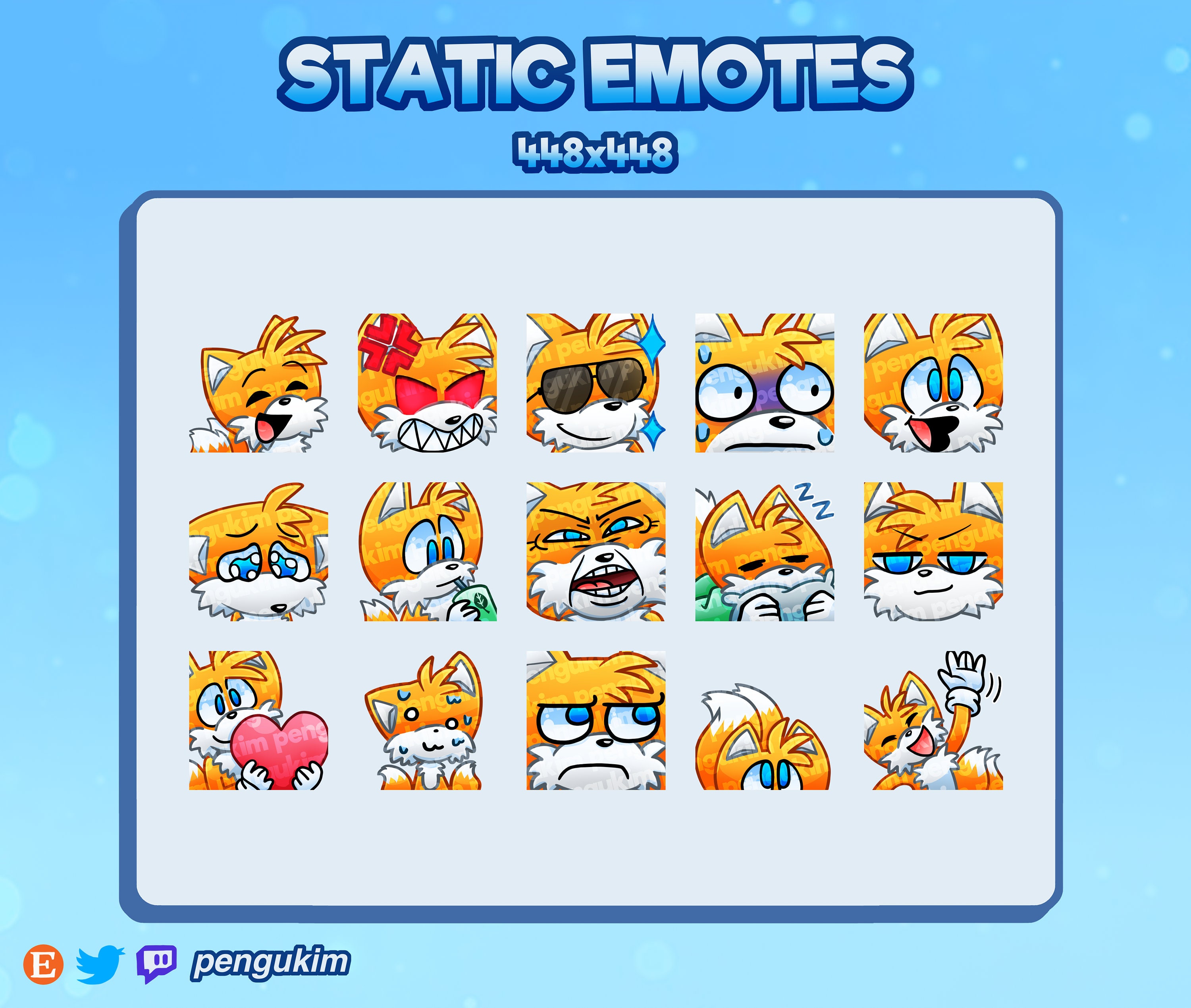 20+ Miles "tails" Prower STATIC + ANIMATED Emotes for Twitch, Youtube ...