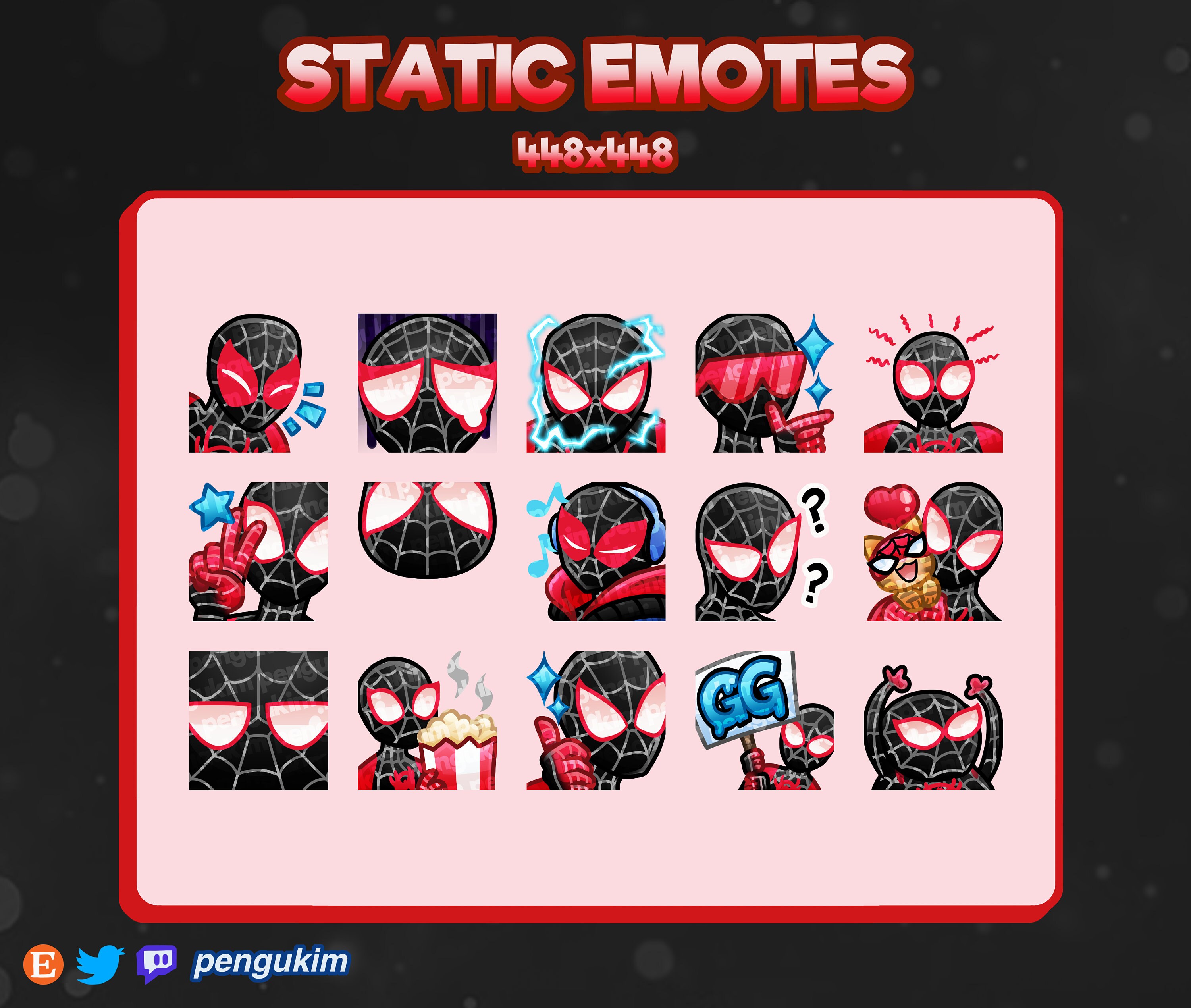 15+ Miles Morales Emotes for Twitch / Youtube / Discord / Facebook ...