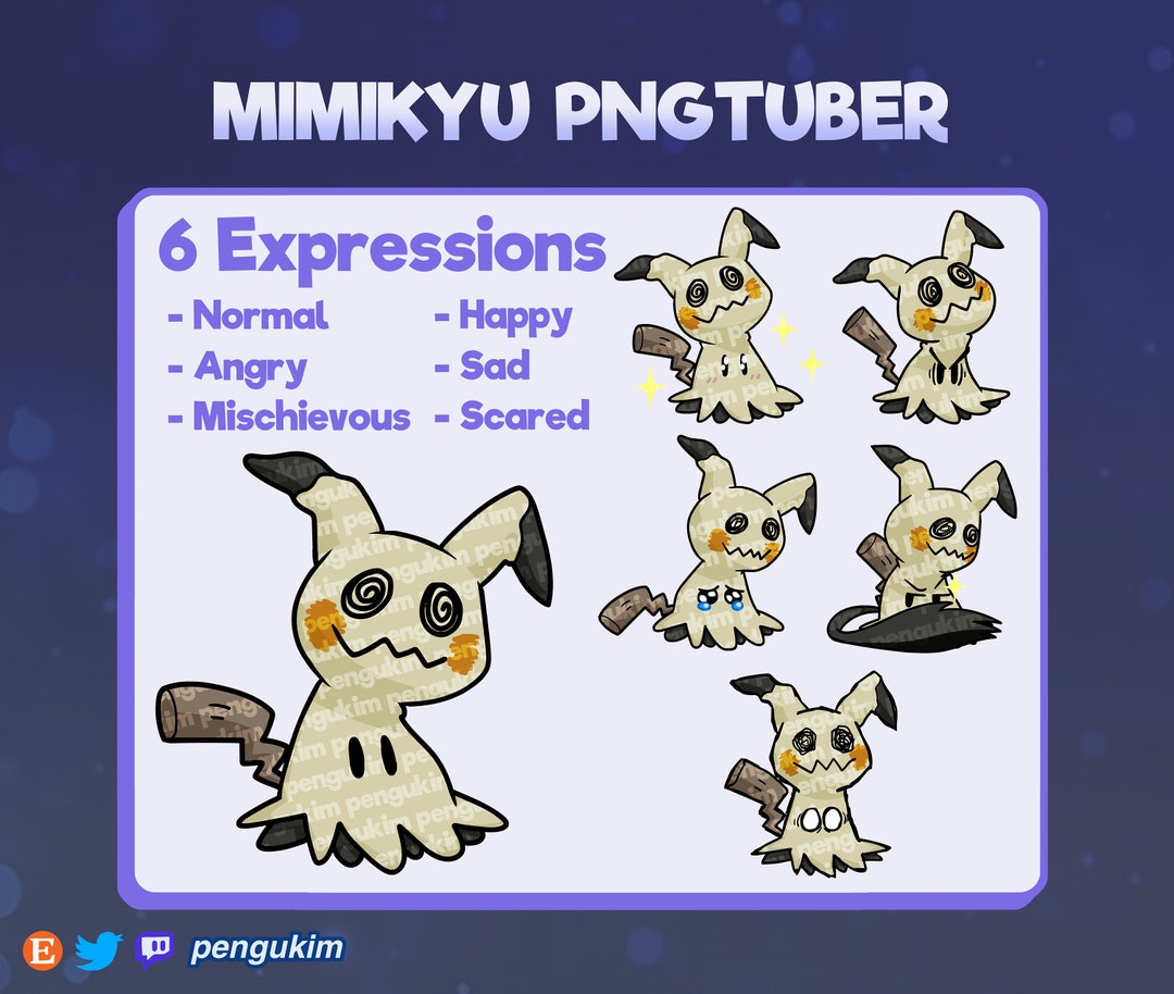 Mimikyu Pngtuber W/ 6 Expressions | Streamer Assets for Twitch ...