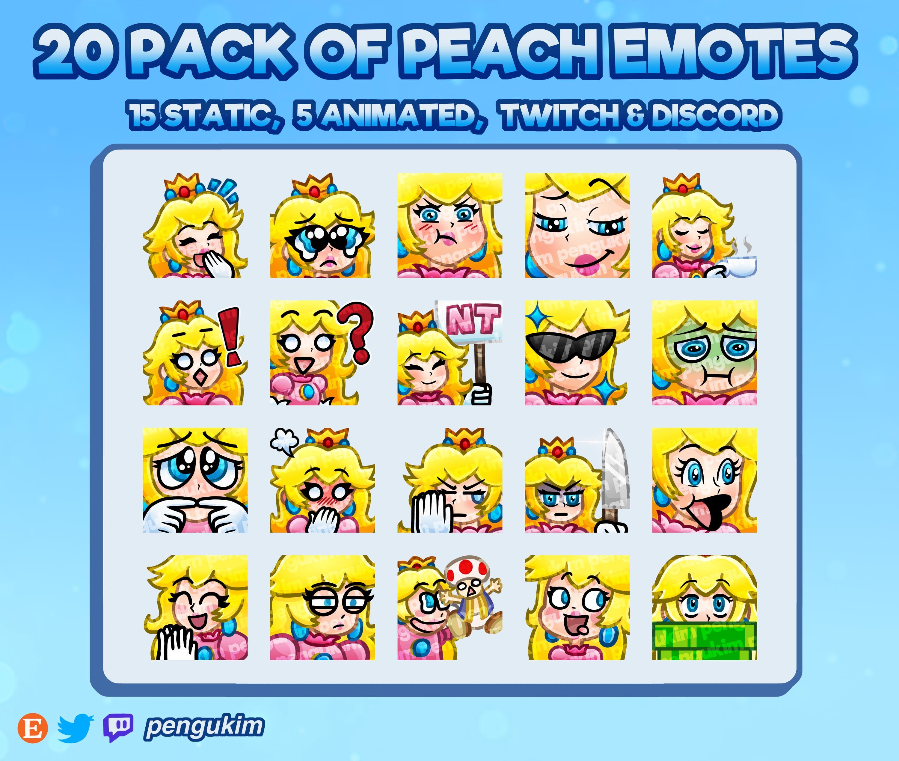 20+ Princess Peach Emotes Animated & Static for Twitch / Youtube ...