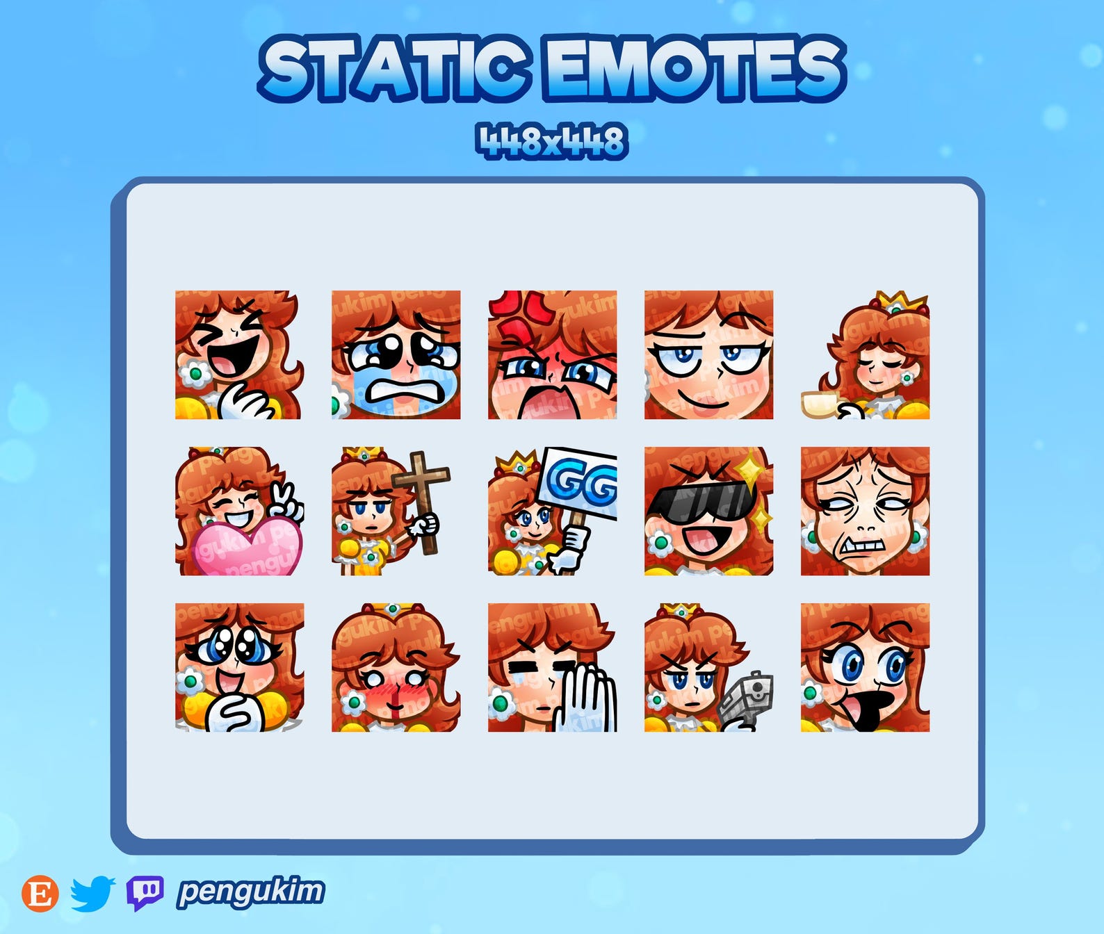 20+ Princess Daisy Emotes Animated & Static for Twitch / Youtube ...