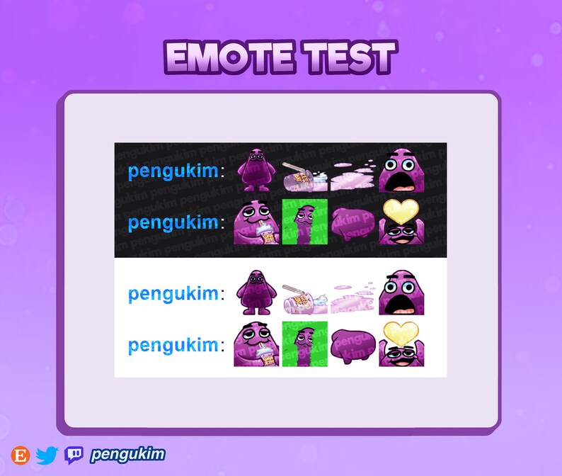 8 Grimace Emotes (6 Static, 2 Animated) for Twitch/youtube/discord ...