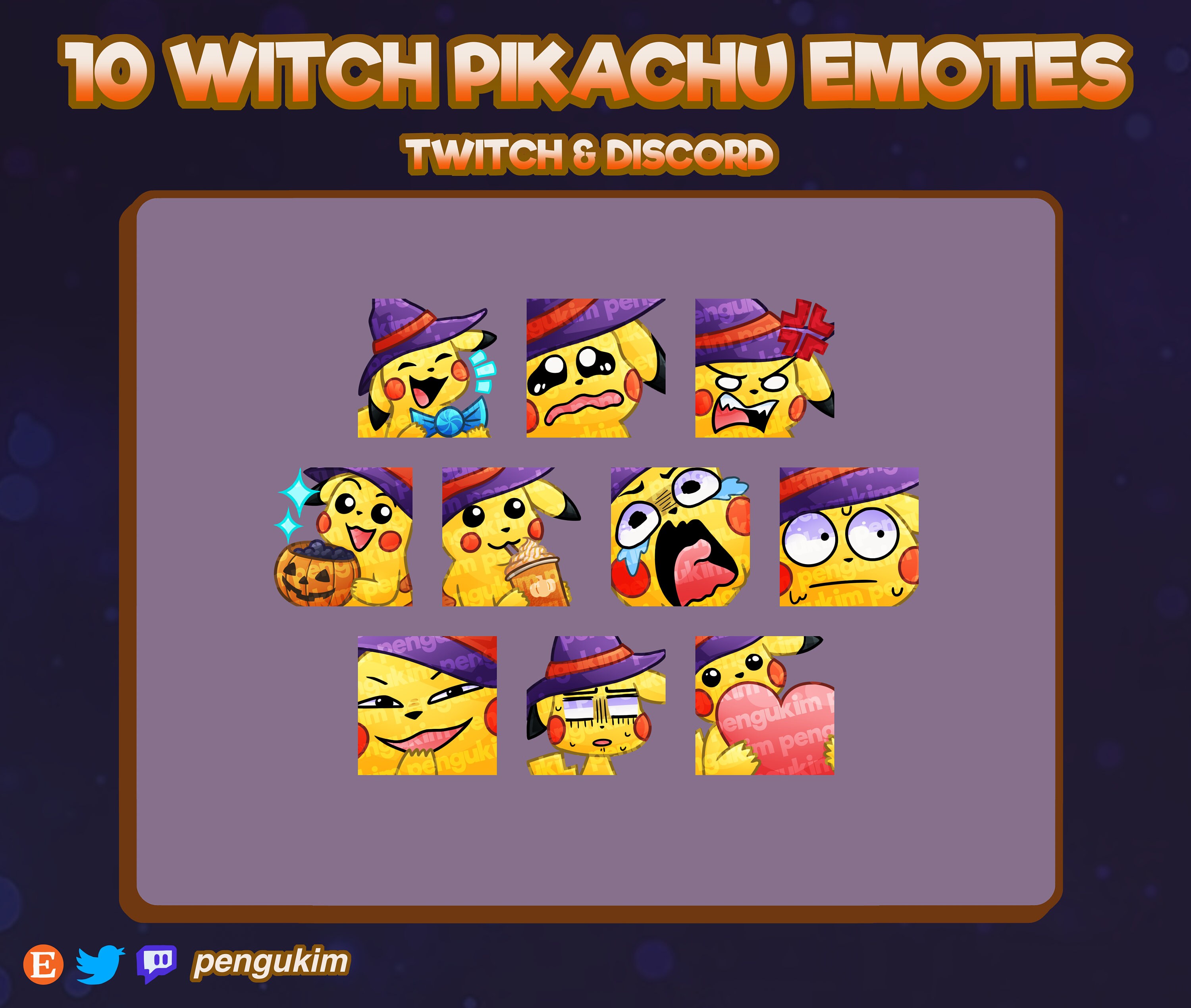 10 Witch Pikachu STATIC Emotes for Twitch, Youtube, Discord ready to ...