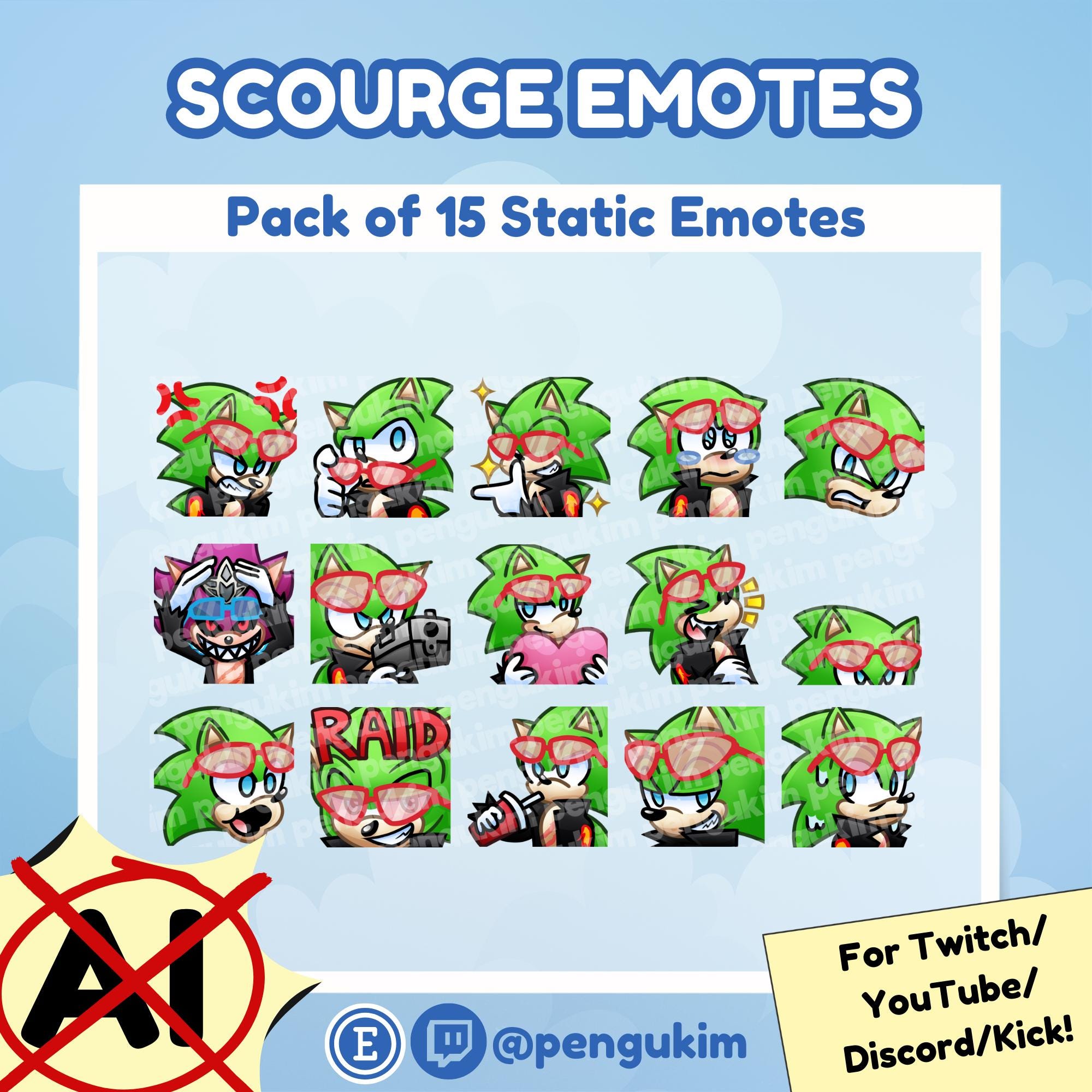 15 Scourge the Hedgehog Static Emote Pack for Twitch, Youtube, Discord ...