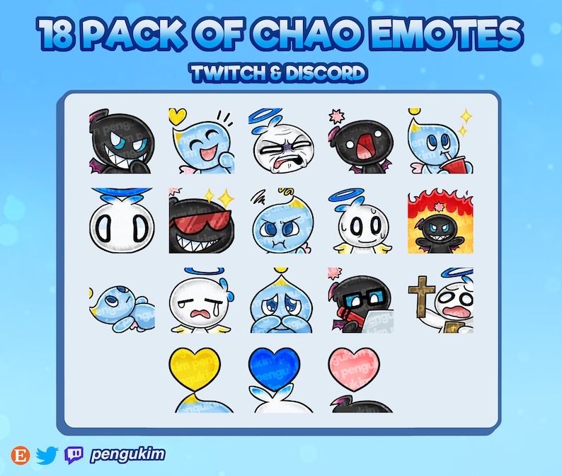 18 Chao (neutral, Hero and Dark) STATIC Emotes for Twitch, Youtube ...