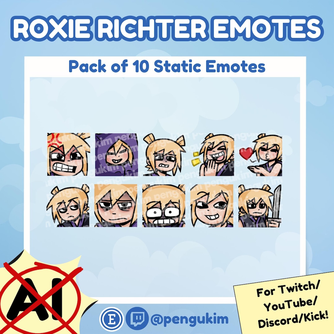 10 Roxie Richter Emote Pack for Twitch Youtube Discord Facebook Kick ...