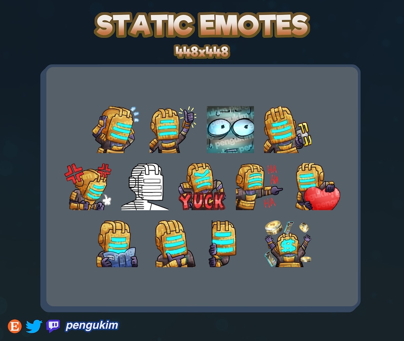 15 Isaac Clarke dead Space 13 STATIC 2 ANIMATED Emote Pack for Twitch ...