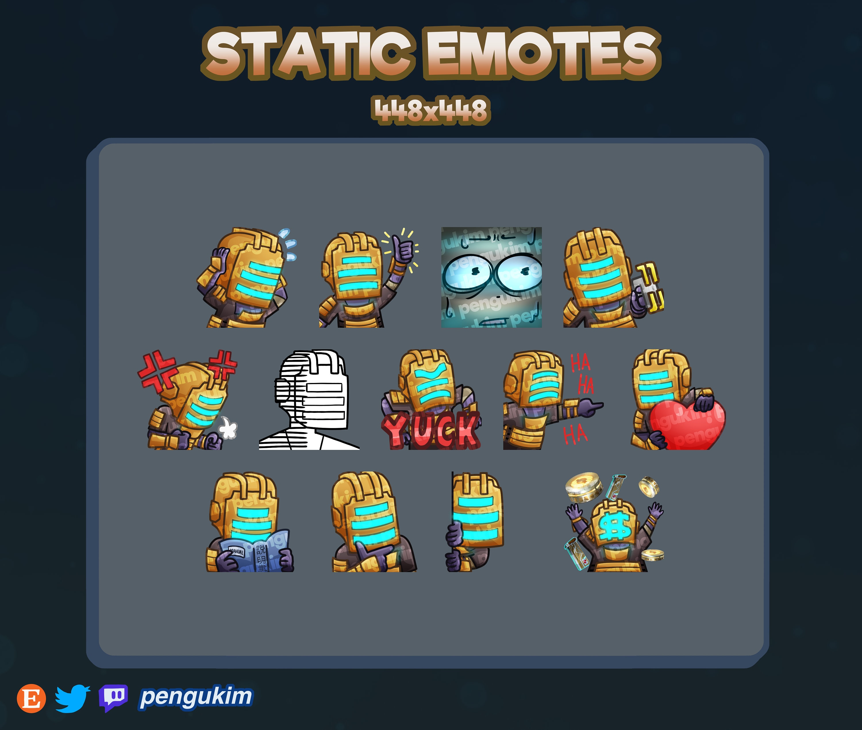 15 Isaac Clarke (dead Space) 13 STATIC + 2 ANIMATED Emote Pack for ...