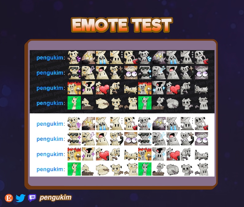 40 Mimikyu (20 Normal & 20 Shiny) STATIC + ANIMATED Emotes for Twitch ...