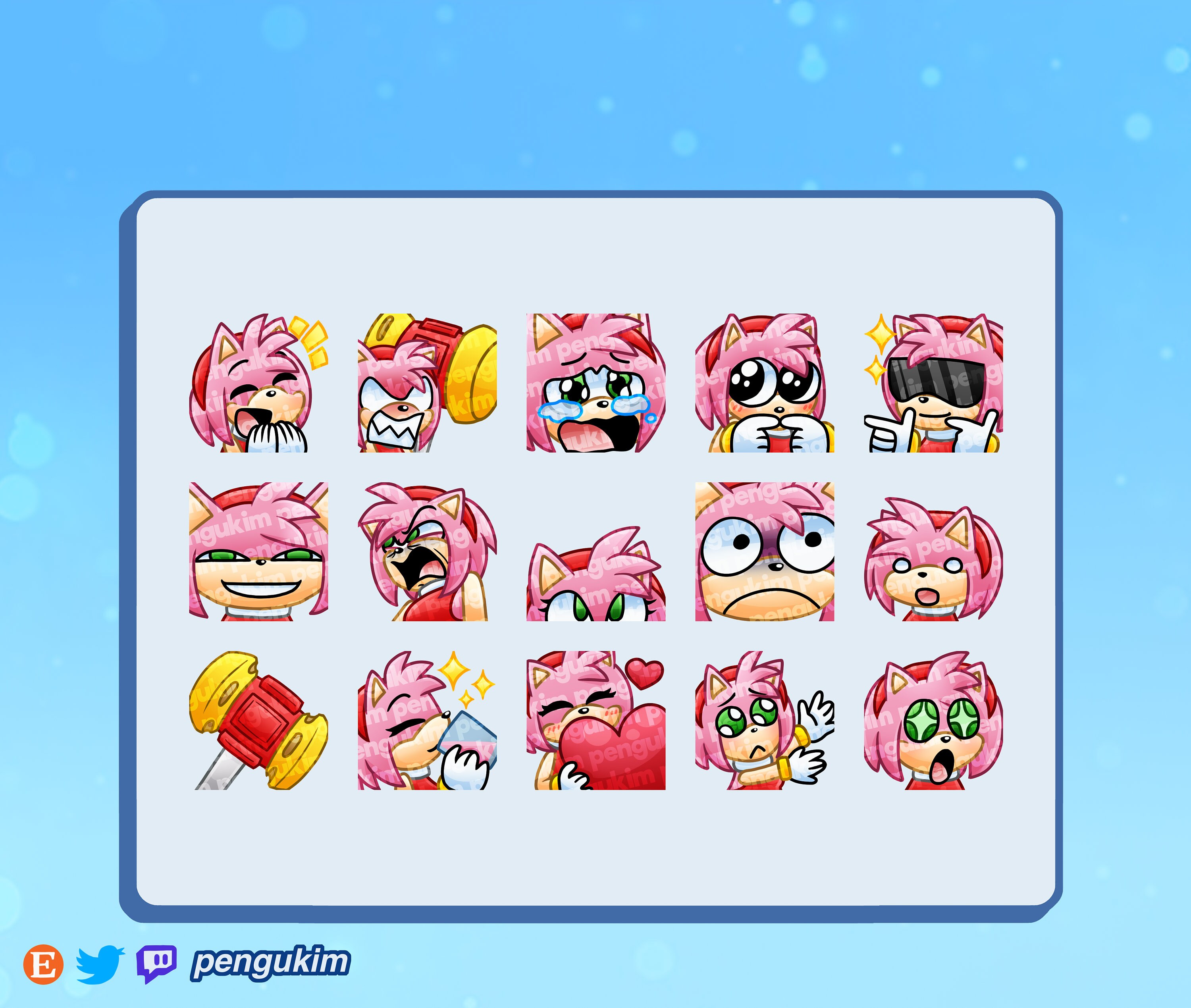 20+ Amy Rose STATIC + ANIMATED Emotes for Twitch, Youtube, Discord ...