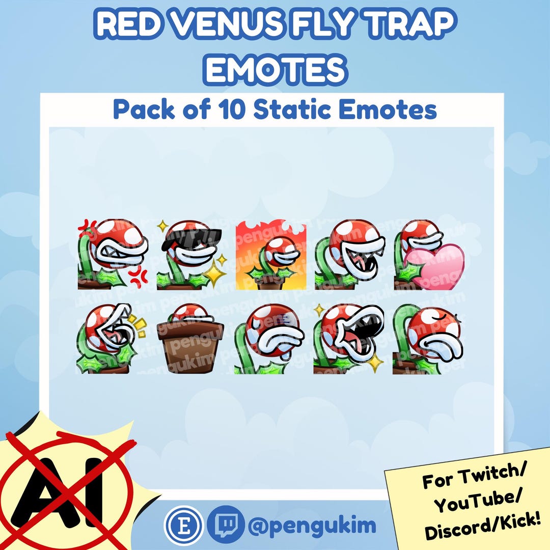 Red Venus Fly Trap Emotes for Twitch Youtube Discord Facebook Kick ...