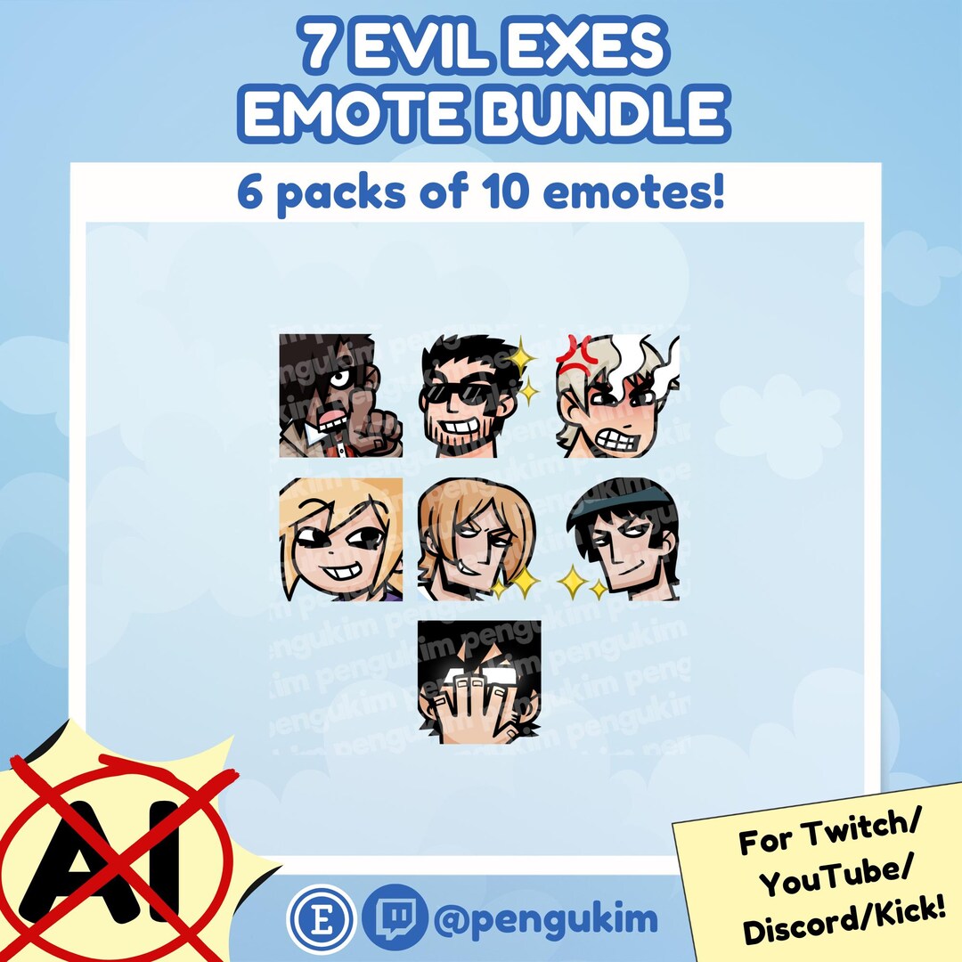 7 Evil Exes Emote Bundle for Twitch Youtube Discord Facebook Kick ...