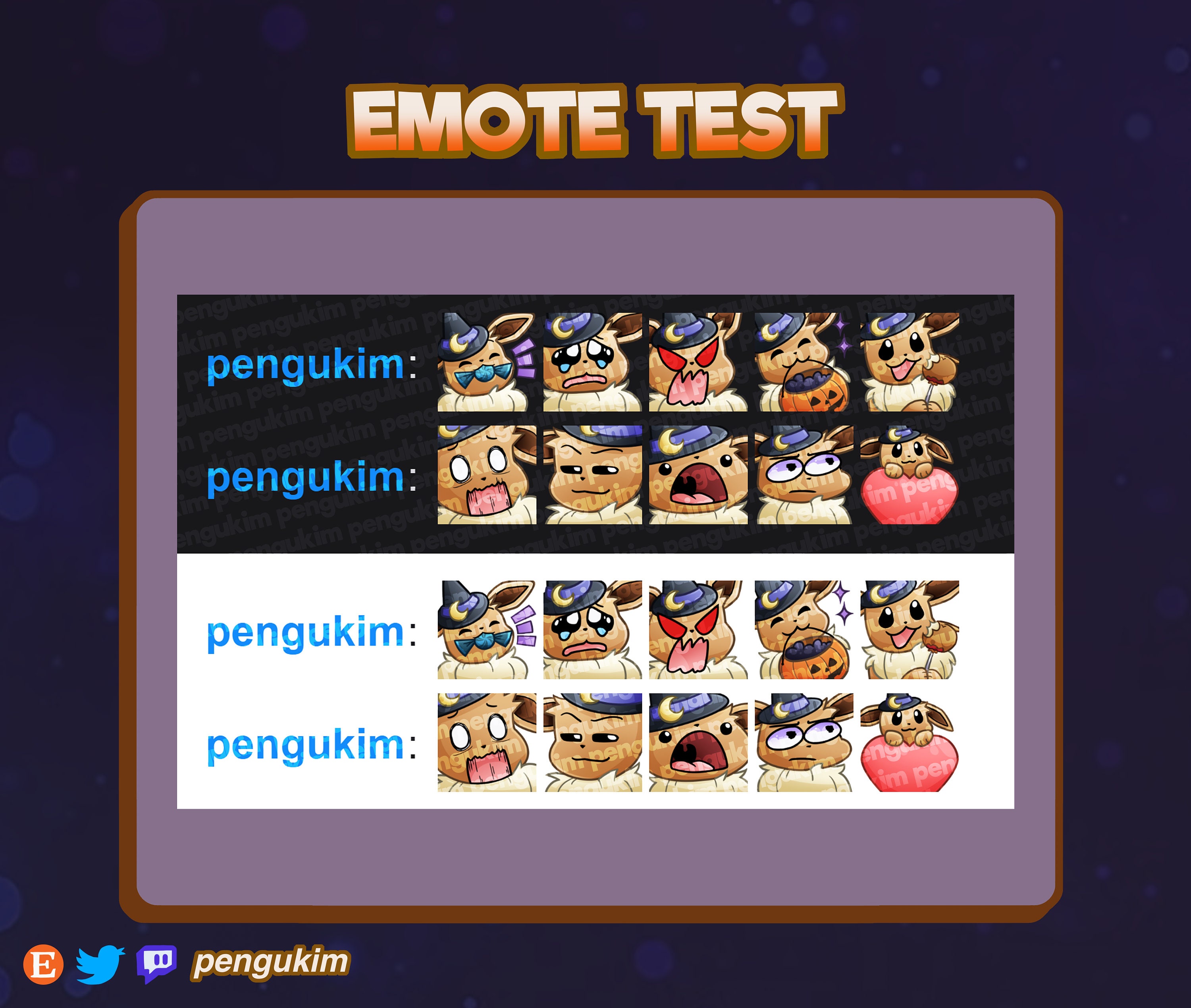 20 Witch Eevee STATIC Emotes (10 Normal & 10 Shiny) for Twitch, Youtube ...