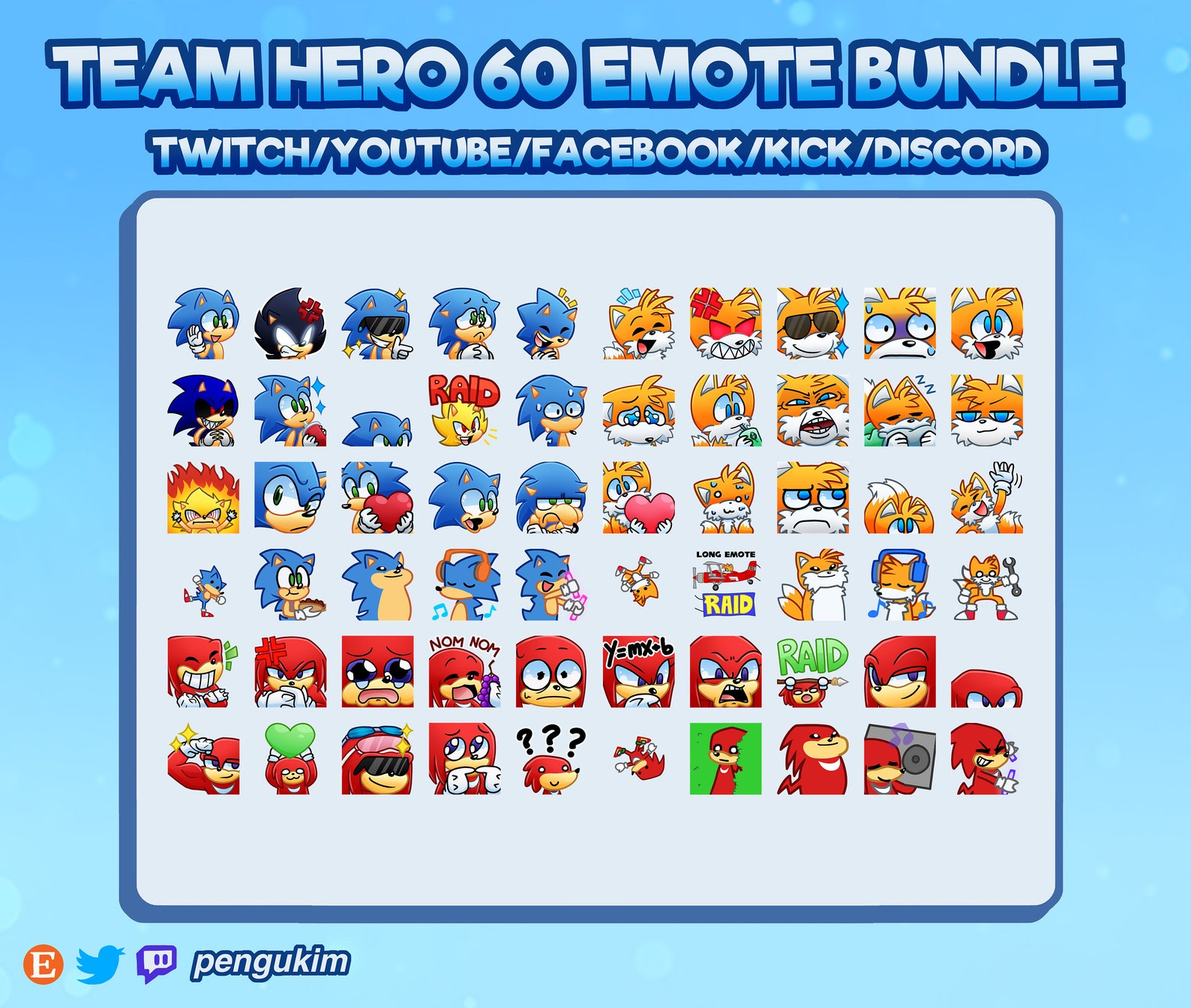 Team Sonic Heroes 60+ Emote Bundle for Twitch / Youtube / Discord ...