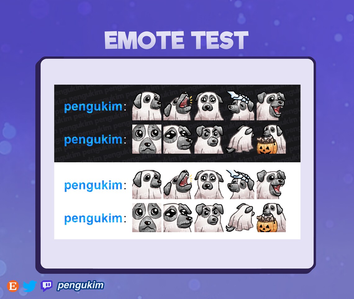 10 Cute Gray Ghost Dog Emote Pack Emotes for Twitch - Etsy