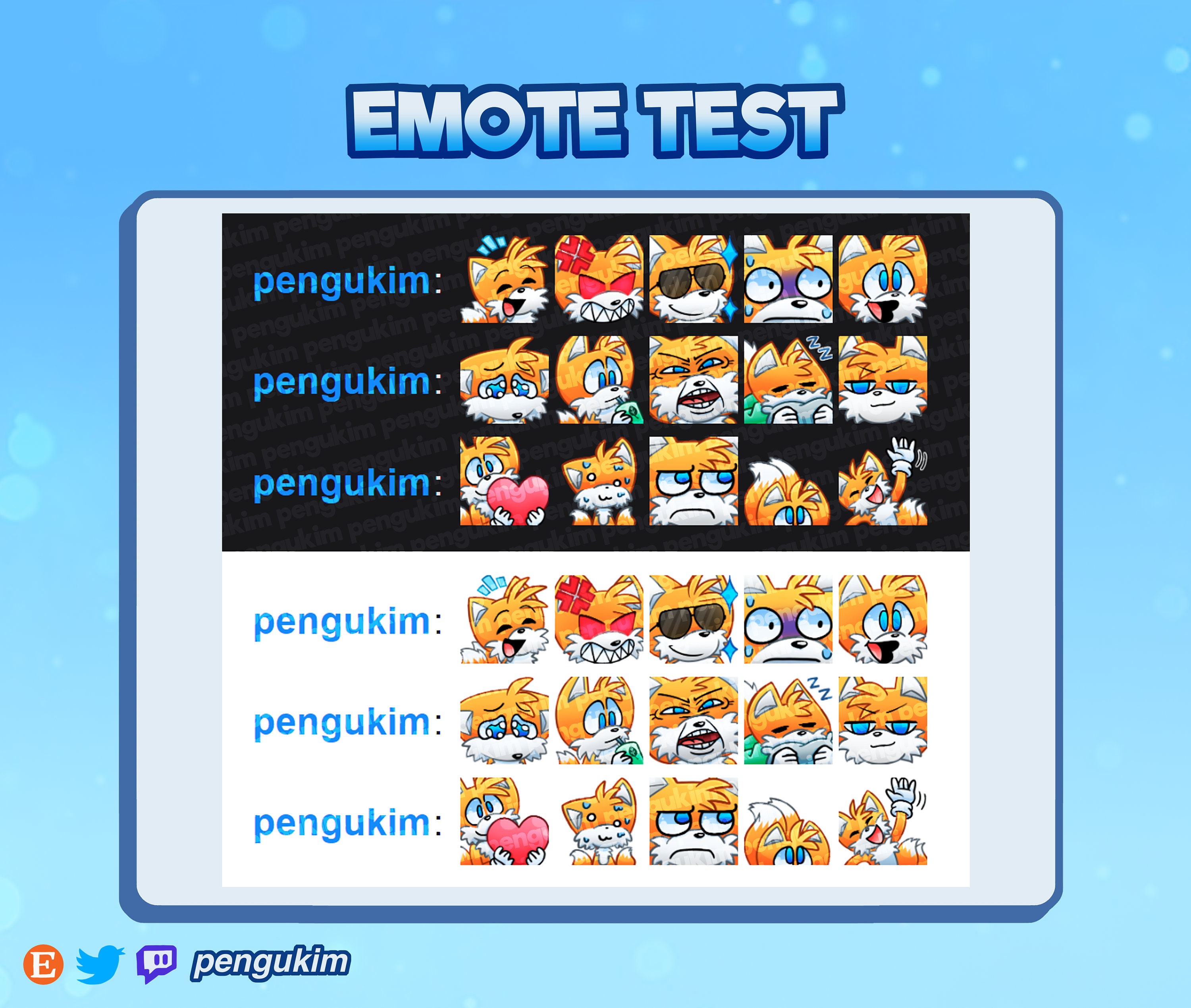 20+ Miles "tails" Prower STATIC + ANIMATED Emotes for Twitch, Youtube ...