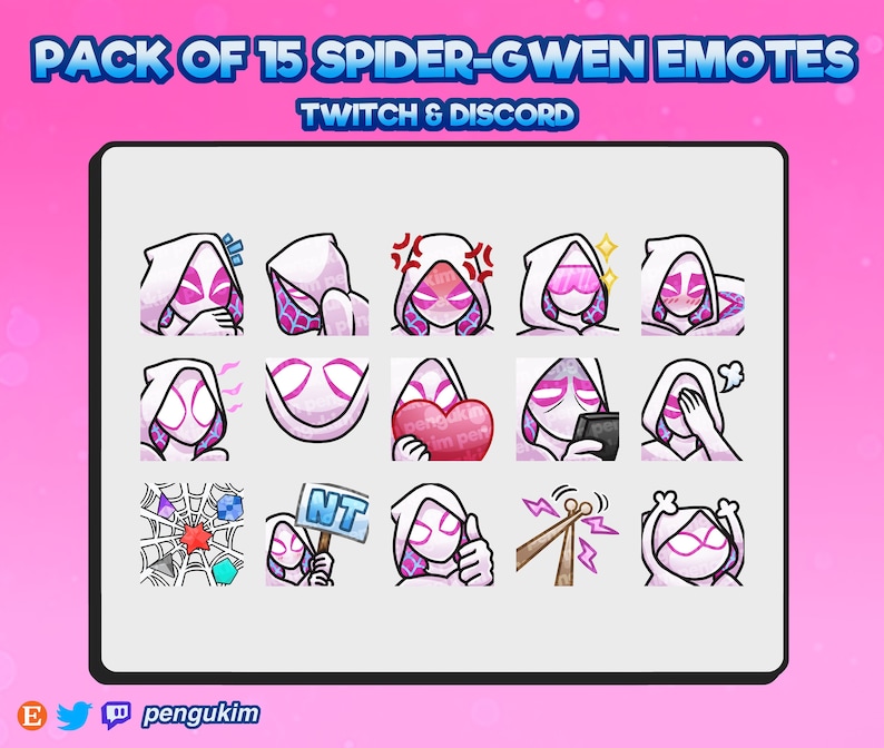 15 Spidergwen Emotes for Twitch/youtube/discord/facebook/kick ...