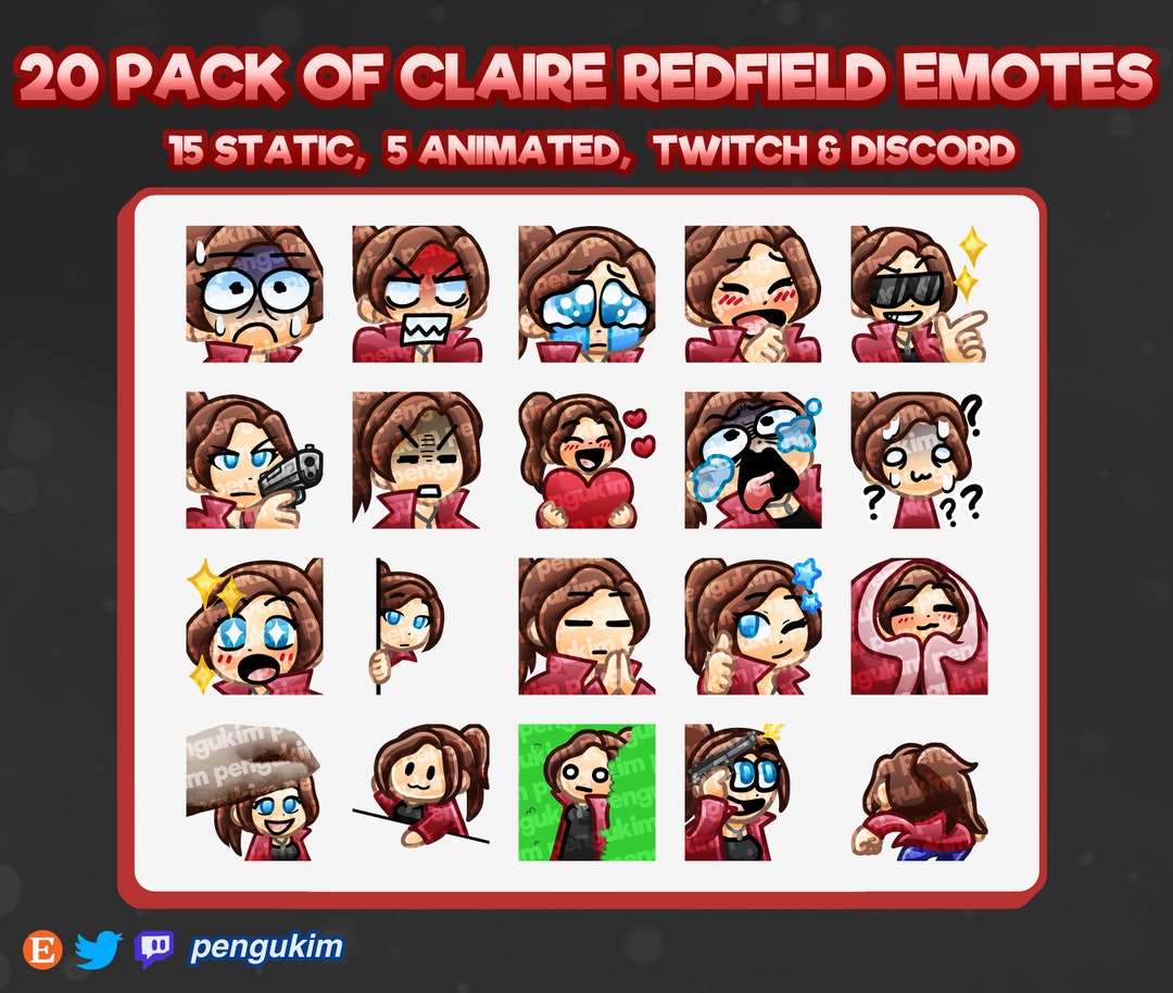 20+ Claire Redfield STATIC + ANIMATED Emotes / Resident Evil / RE2 ...
