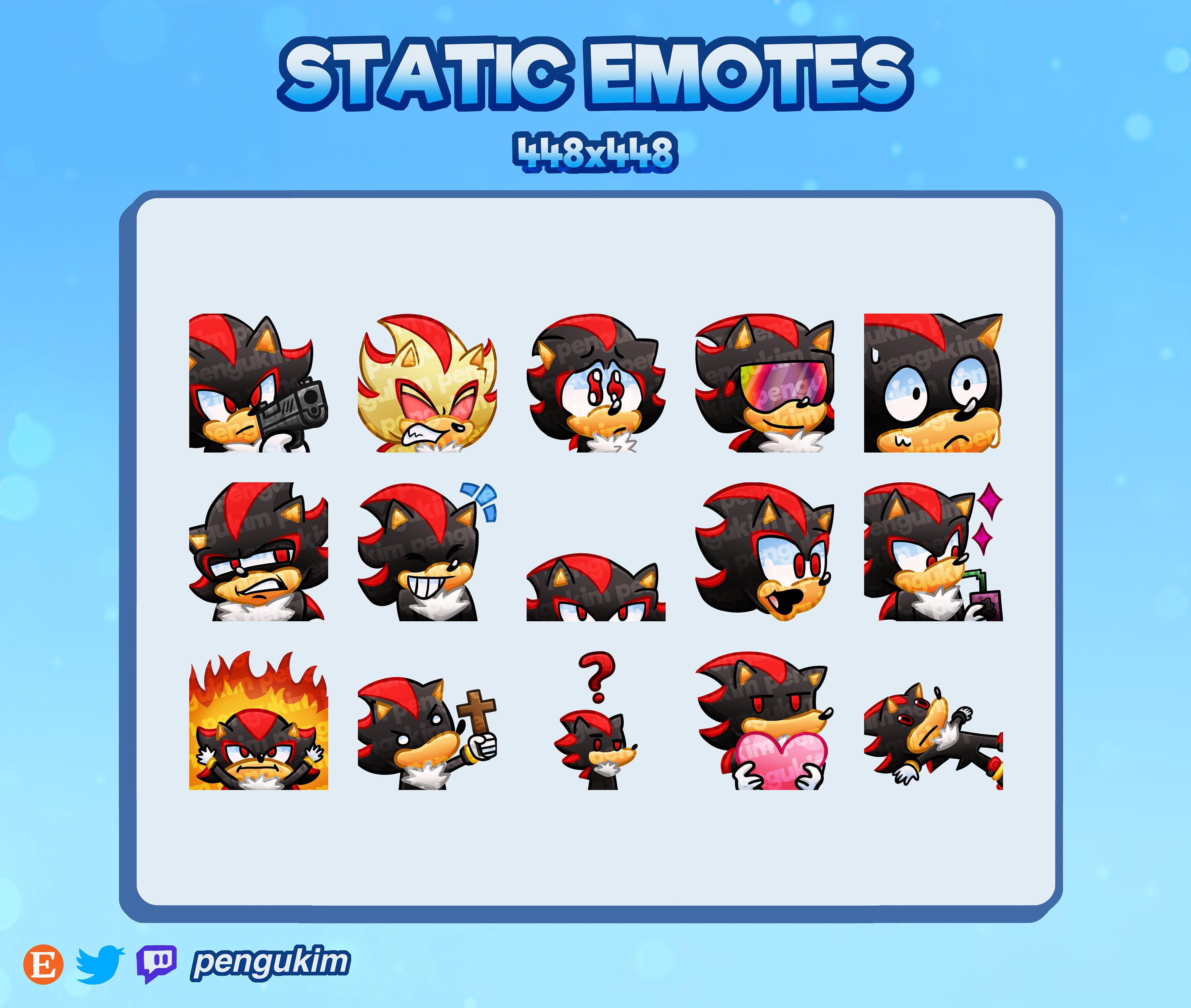 20+ Shadow the Hedgehog STATIC + ANIMATED Emotes for Twitch, Youtube ...