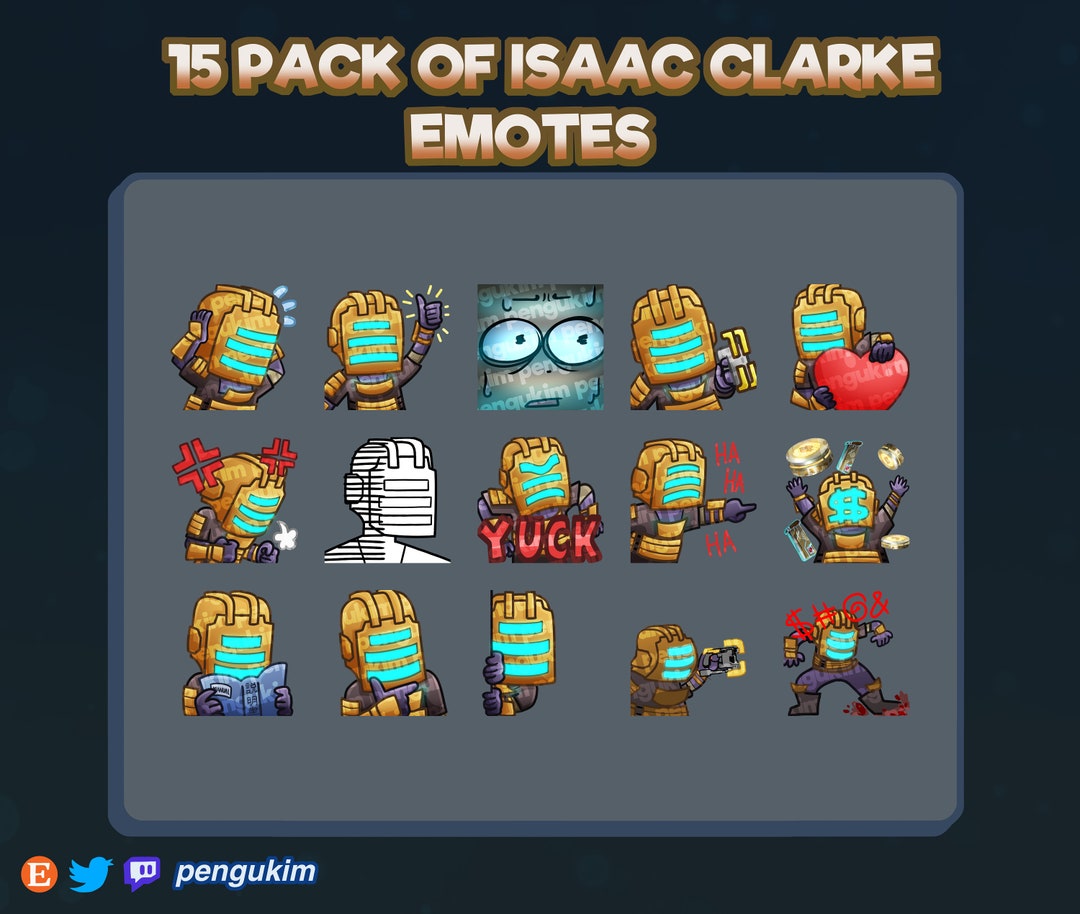 15 Isaac Clarke (dead Space) 13 STATIC + 2 ANIMATED Emote Pack for ...