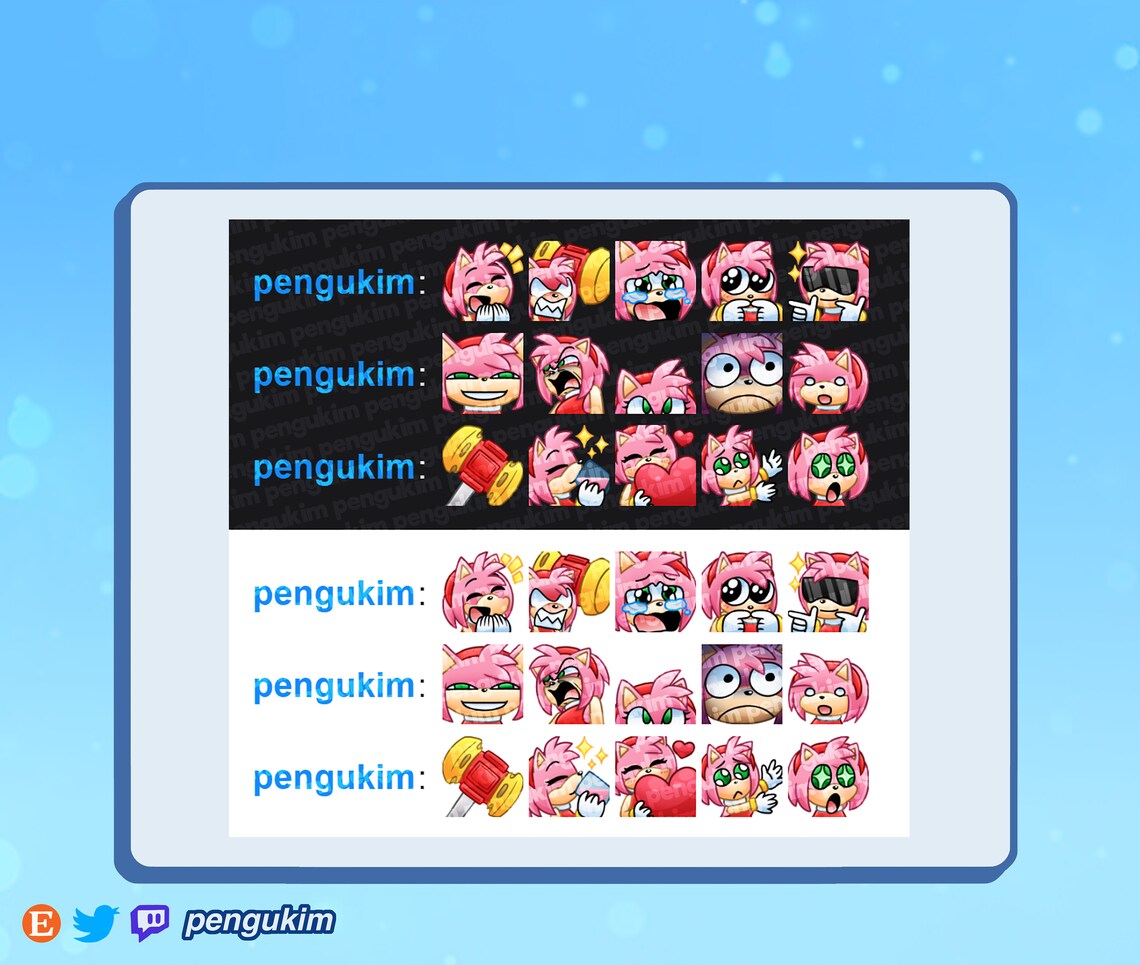 20+ Amy Rose STATIC + ANIMATED Emotes for Twitch, Youtube, Discord ...