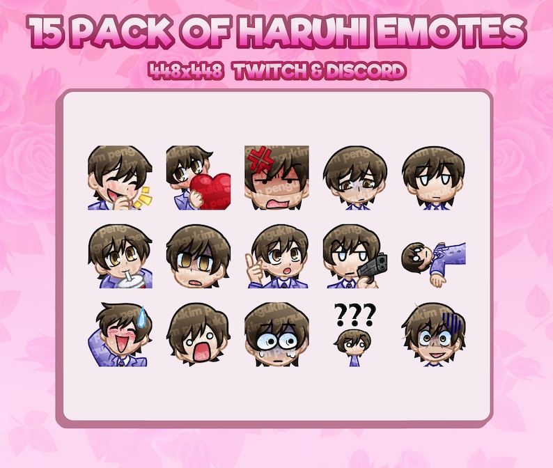 15 OHSHC Haruhi STATIC Emotes for Twitch, Youtube, Discord (ready to ...