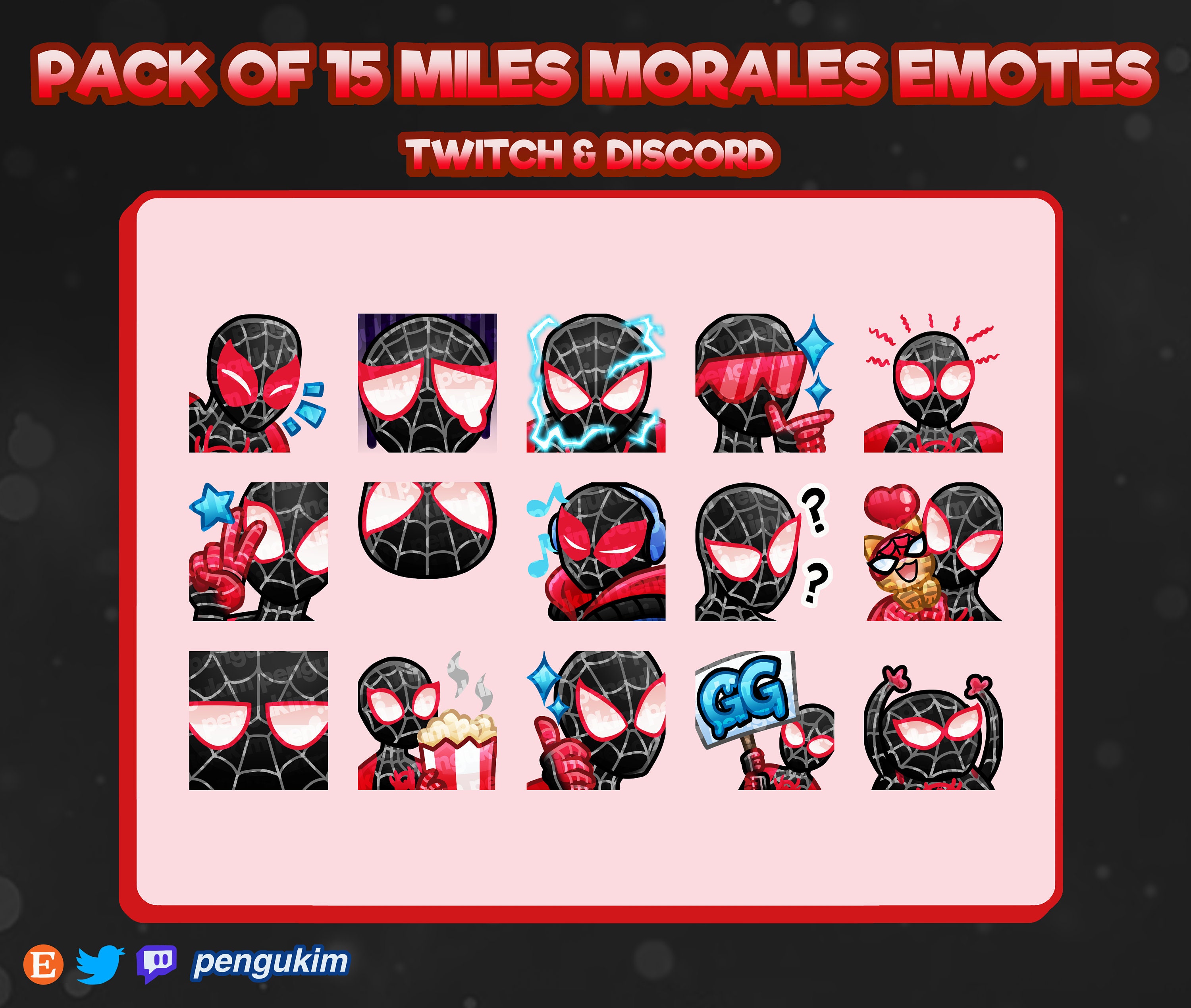 15+ Miles Morales Emotes for Twitch / Youtube / Discord / Facebook ...
