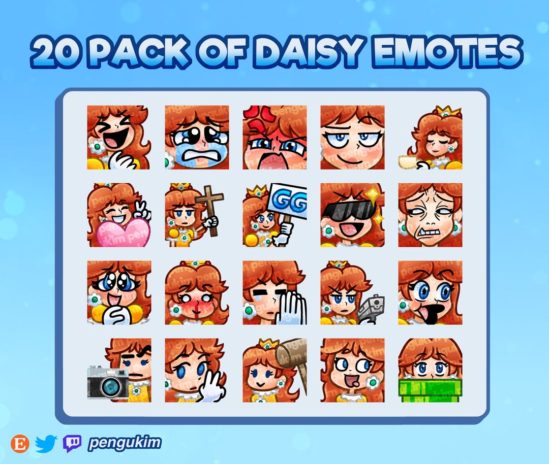 20+ Princess Daisy Emotes Animated & Static for Twitch / Youtube ...