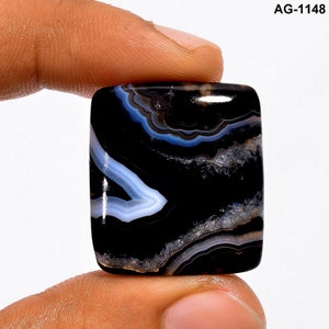 Black Banded Agate Gemstone - High Quality Black Banded Agate Cabochon ...