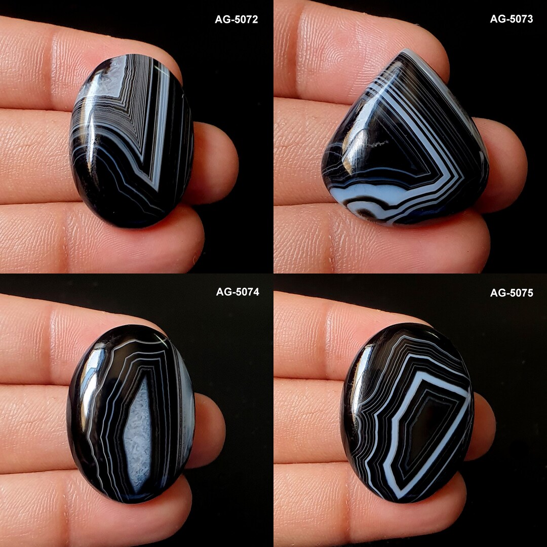 Black Banded Agate Gemstone - High Quality Black Banded Agate Cabochon ...