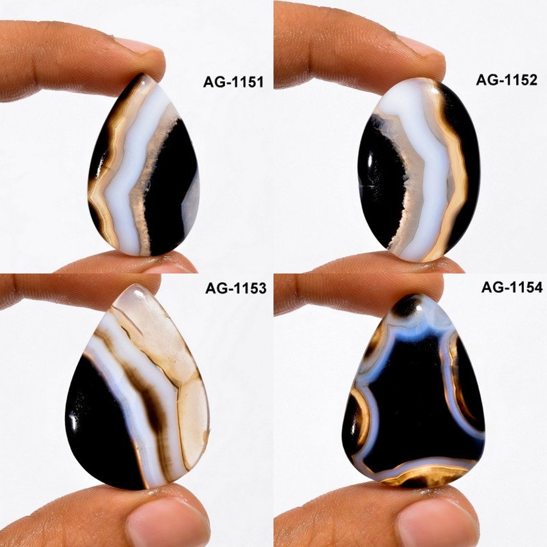 Black Banded Agate Gemstone - High Quality Black Banded Agate Cabochon ...