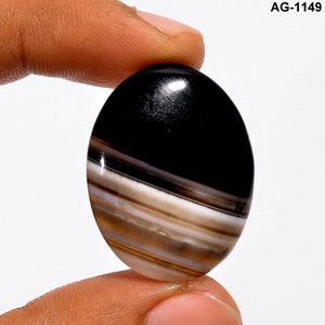 Black Banded Agate Gemstone - High Quality Black Banded Agate Cabochon ...