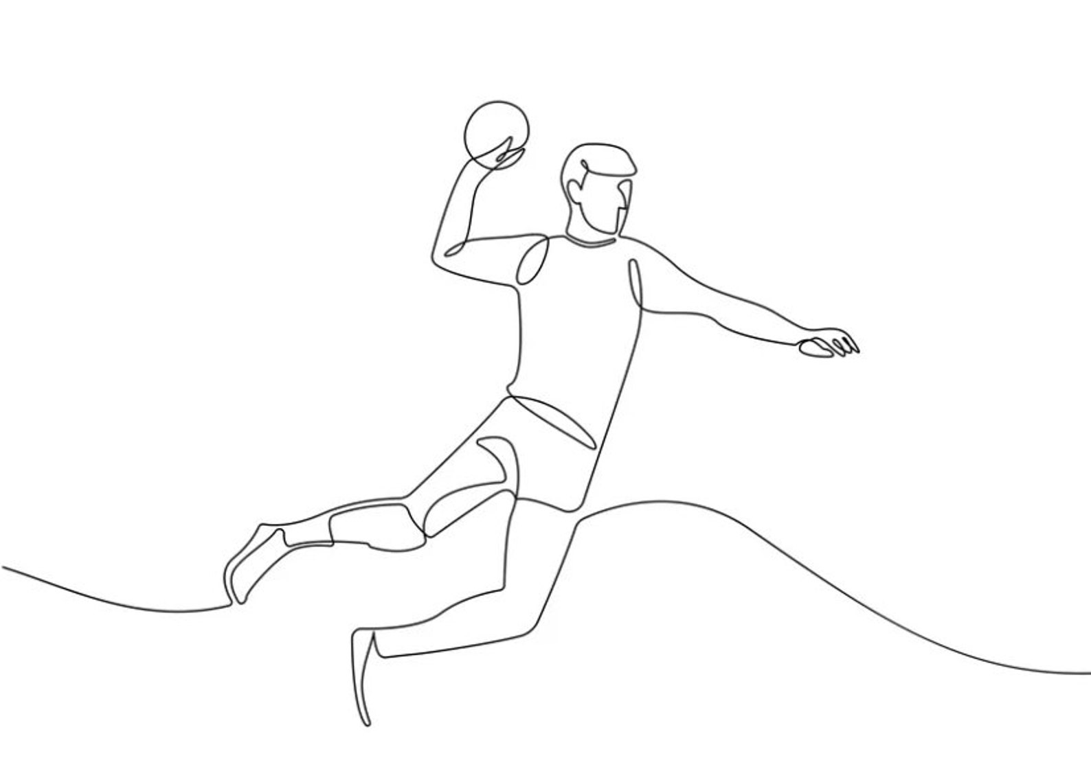 Continuous Line Handball Player Image - Etsy