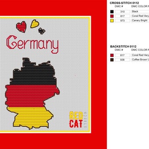 Germany Travel Cross Stitch Pattern, Patriotic Greeting in the Form of ...