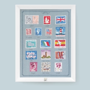 Postage Stamps Cross-stitch Pattern Pdf DIY. Set of 16 Mini Patterns ...