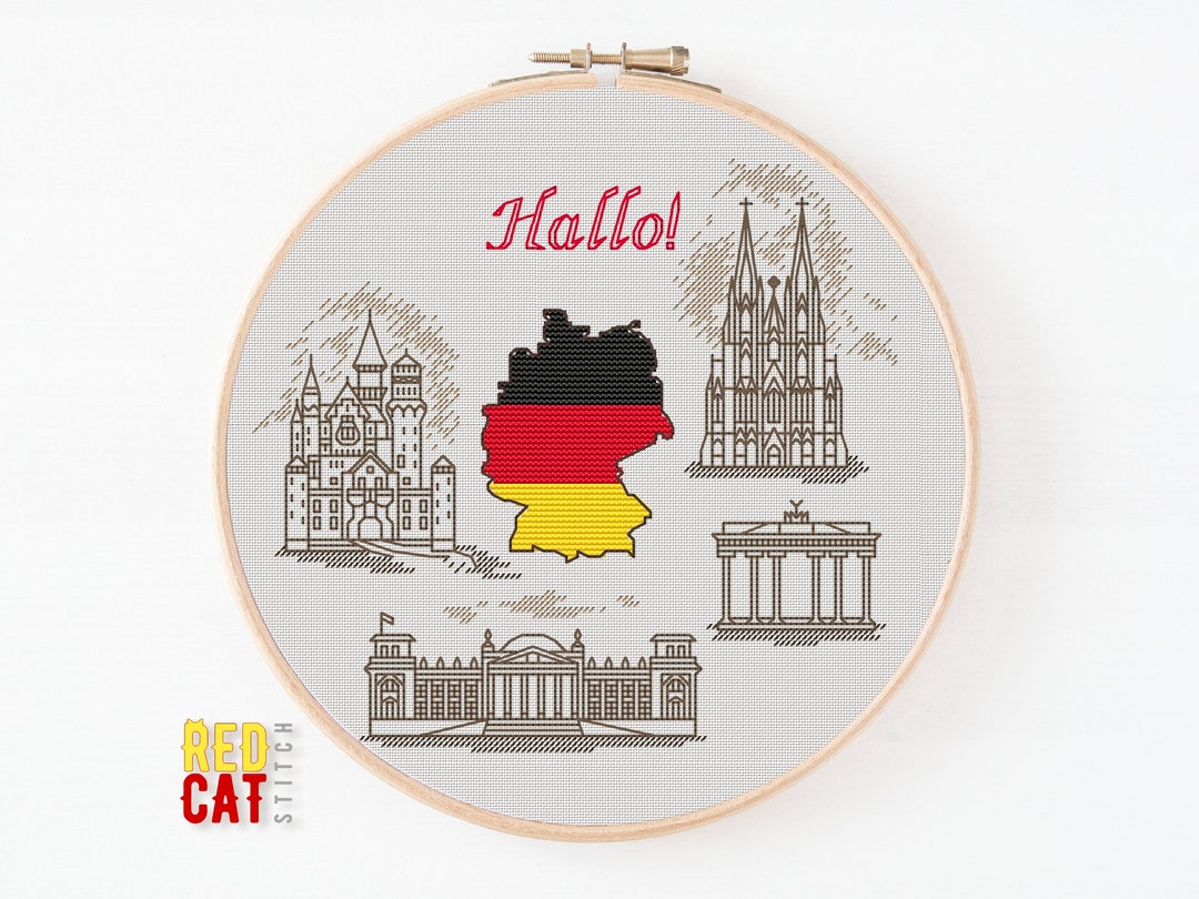 Germany Cross-stitch Pattern. Germany Map as a National Flag ...