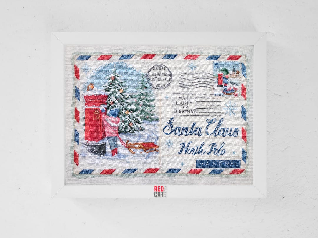Letter to Santa. Cross-stitch PDF Pattern Airmail Envelope With Postage ...