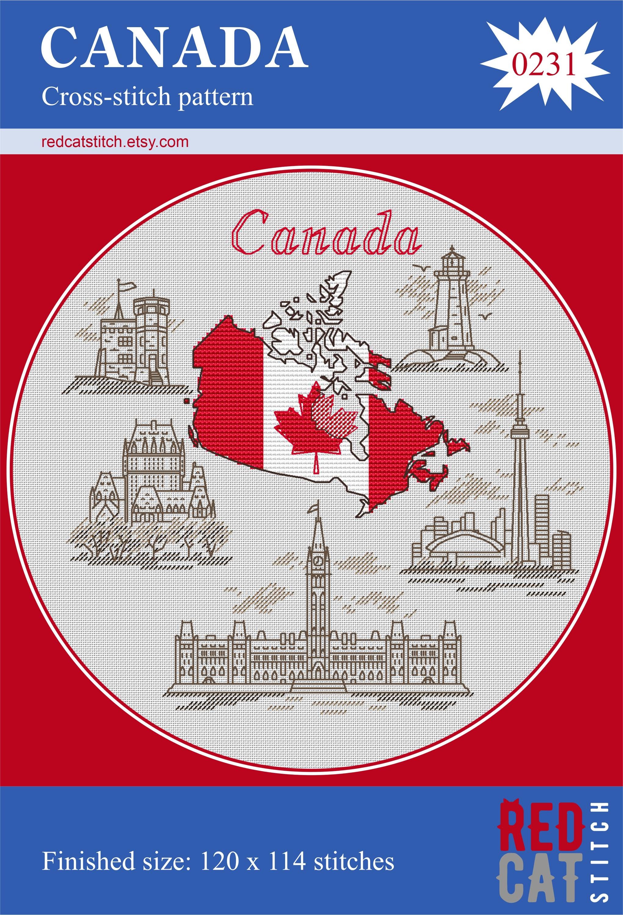 Canada as a Flag, Cross-stitch Pattern. Glory to the Brave Canadians ...
