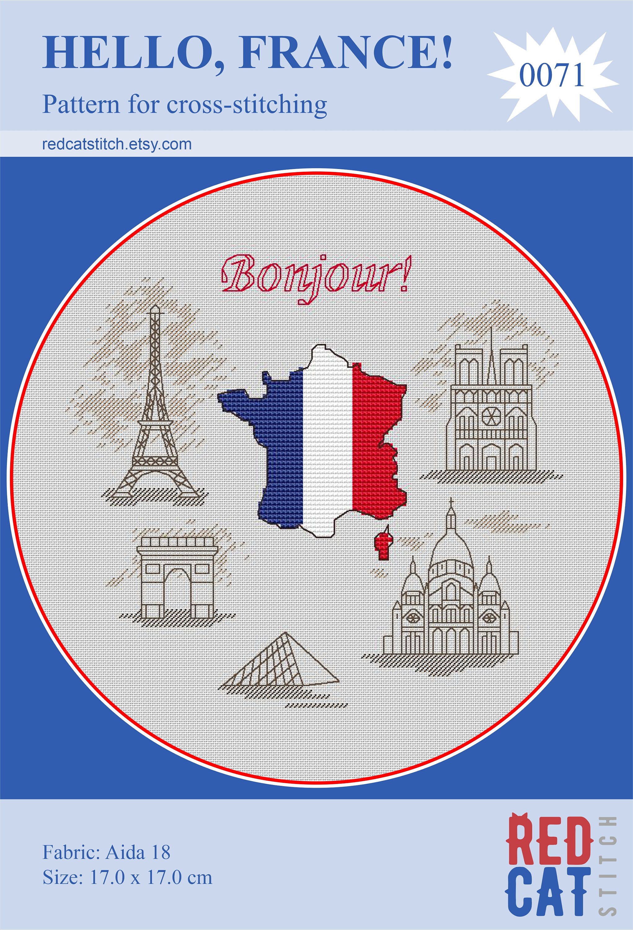 France Travel Cross-stitch Pattern, Landmarks Memories, Decoration ...